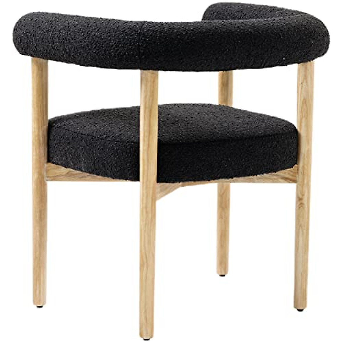 Meridian Furniture 561Black-C Hyatt Collection Mid-Century Modern Dining Chair with Solid Wood Natural Finish, Rich Black Boucle Fabric, 26.5" W x 22" D x 28" H, Black