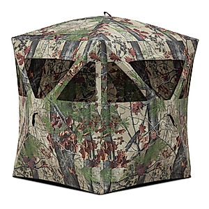 Barronett Blinds Radar Portable Lightweight Pop-Up 2 Person Ground Deer/Turkey Hunting Hub Blind with Rear and Mesh Windows, Backwoods Camo, 2 Pack