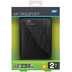 WD My Passport 2TB Portable External USB 3.0 Hard Drive Storage Black (WDBY8L0020BBK-NESN) (Renewed)