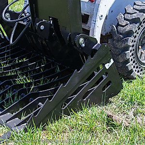 Titan Attachments 82" Skeleton Rock Grapple Rake, Universal Skid Steer Quick Tach, Fine-Grade Open Tine Bottom, Replaceable Cast Bucket Teeth, Reinforced Side Cutters, Universal Landscape Attachment