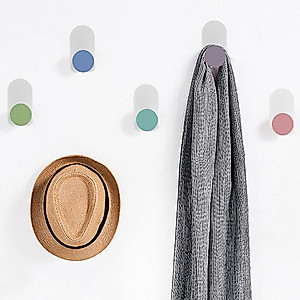 Adhesive Hooks, Wall Mount Adhesive Key Hooks for Decorative Holder Rack Self Towels, Hats, Shower, Kitchen, Living Room, Office(Macaron)