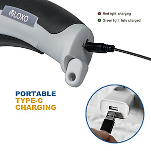 VLOXO Cordless Cardboard Cutter, Electric Fabric Cutter with Safety Lock 4.2V Electric Scissors Multi-Cutting Tools, Rechargeable Rotary Cutter Electric for Leather Felt Rug Box with Storage Box Grey