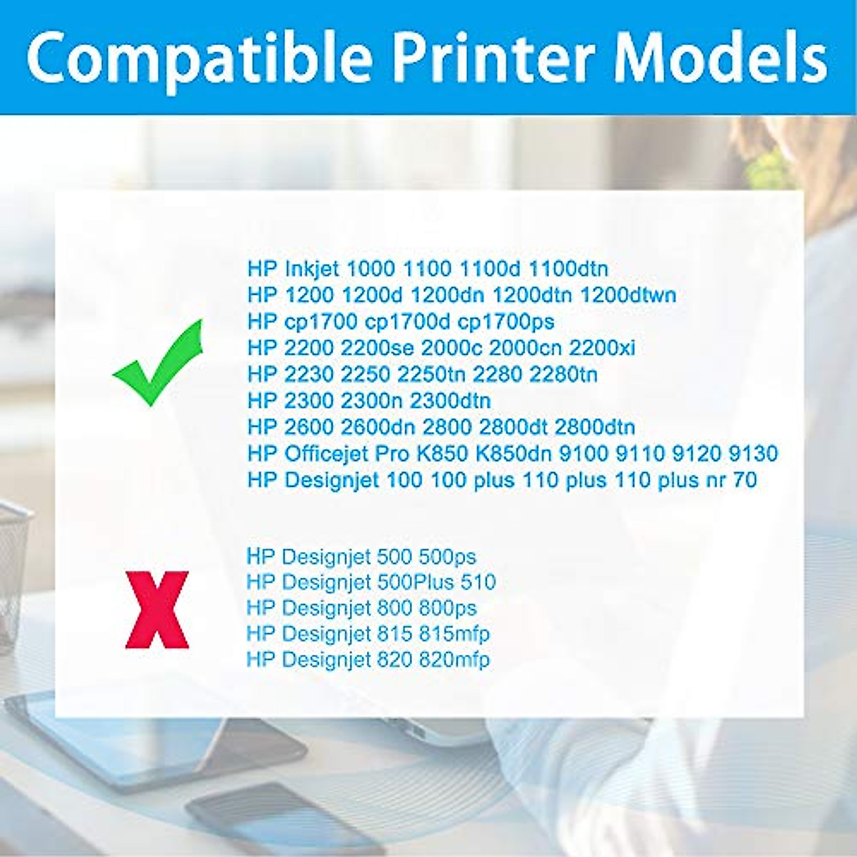 LCL Compatible Ink Cartridge Replacement for HP 10 11 C4844A C4836A C4837A C4838A 1000 1100 1100d 1100dtn 1200 1200d cp1700ps 2000cn 2200xi 2200 2200se 2000c (5-Pack 2Black Cyan Magenta Yellow)