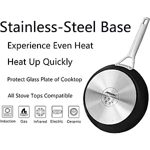 MsMk 7 inch Small Frying Pan, Carbonize also Nonstick Omelette Pan, PFOA Free Non-Toxic, Scratch-resistant, Induction Egg skillet, for Induction, Ceramic and Gas Cooktops