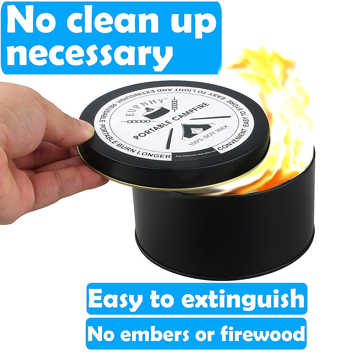 EUPNHY Portable Campfire | Portable Fire Pit | Smores Maker | Lightweight and Portable | 3-5 Hours of Burn Time | Convenient-No Wood-No Embers-No Hassle | Great Gifts for Picnics, Camping and More.