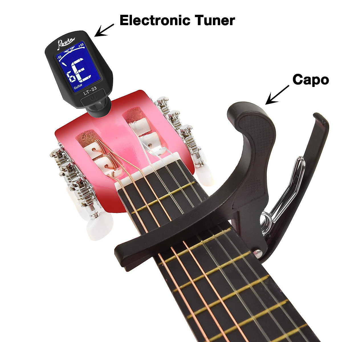 30" Left Handed Wood Guitar with Case and Accessories for Kids/Girls/Boys/Teens/Beginners (Pink Gradient)