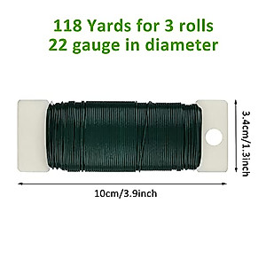 3 Pack Floral Wire, 118 Yards 22 Gauge Green Florist Wire, Flexible Green Wire Paddle Wire for Crafts, Christmas Wreaths Tree, Garland and Floral Flower Arrangements