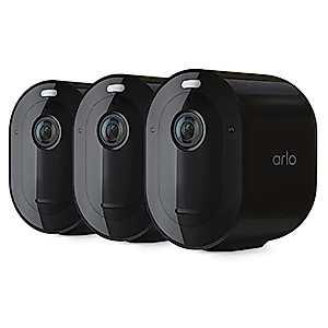 Arlo Pro 4 Spotlight Camera - 3 Pack - Wireless Security, 2K Video & HDR, Color Night Vision, 2 Way Audio, Wire-Free, Direct to WiFi No Hub Needed, Black - VMC4350B