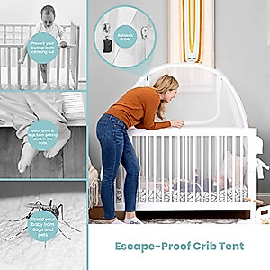 Pro Baby Safety Pop Up Crib Tent, Fine Mesh Crib Netting Cover to Keep Baby from Climbing Out, Falls and Mosquito Bites, Safety Net, Canopy Netting Cover - Sturdy & Stylish Infant Crib Topper