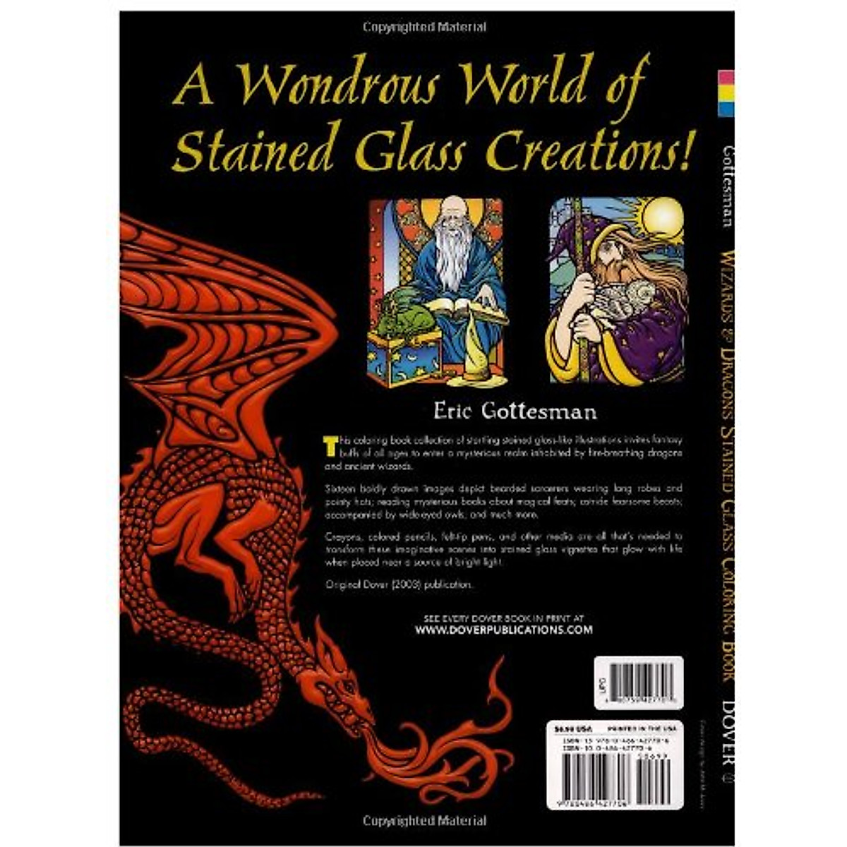 DOVER PUBLICATIONS Stained Glass Color Book Wizards And Dragons (427706)
