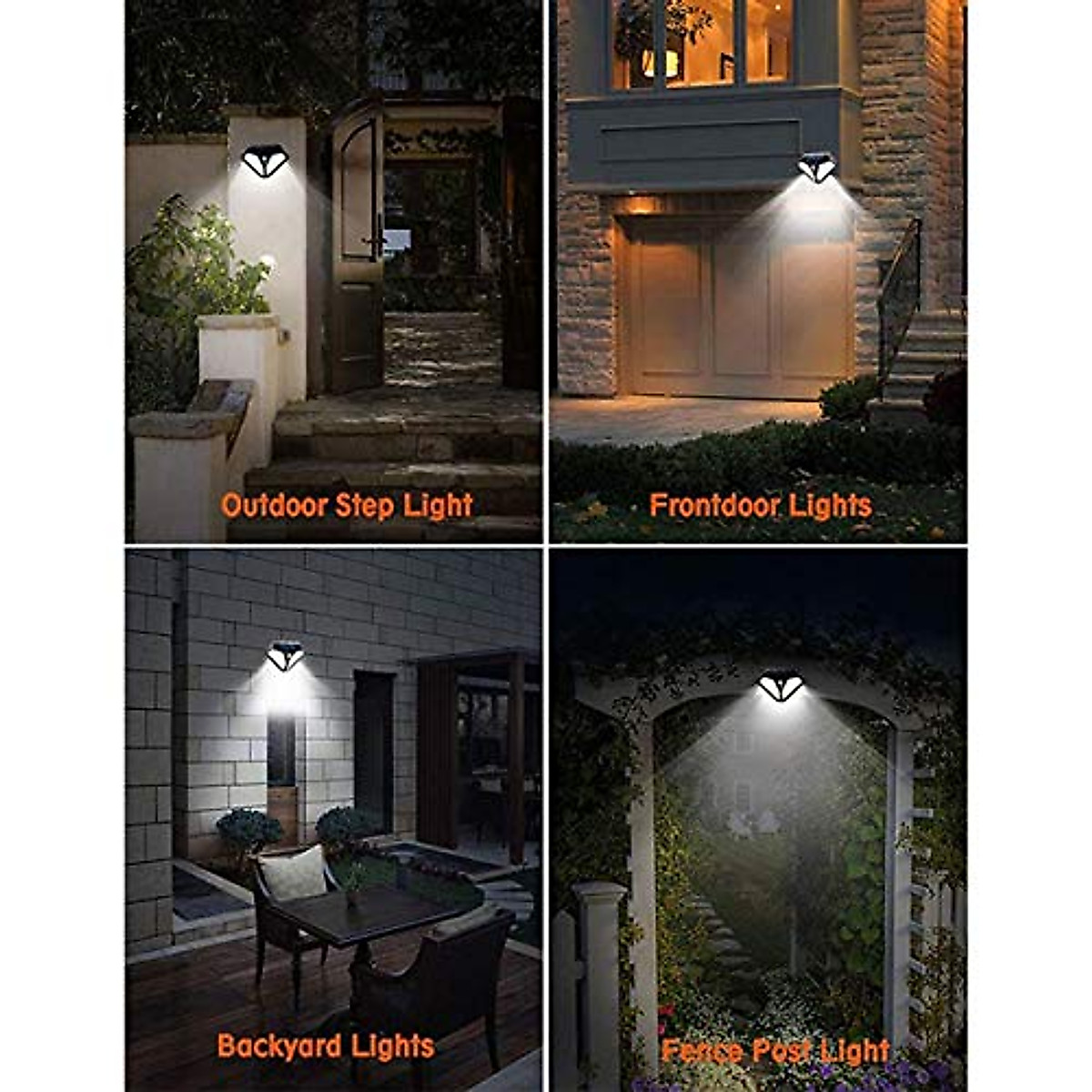 HFFFHA 2 Side 102LED PIR Motion Sensor Solar Energy Street Lamp 3 Lighting Modes Yard Path Home Garden Solar Power Induction Wall Light