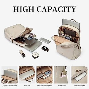 GOLF SUPAGS Laptop Backpack Purse for Women Fits 14 Inch Notebook Casual Daypack Work Travel College Bookbag Fashion Computer Bag (Apricot, 14 Inch)