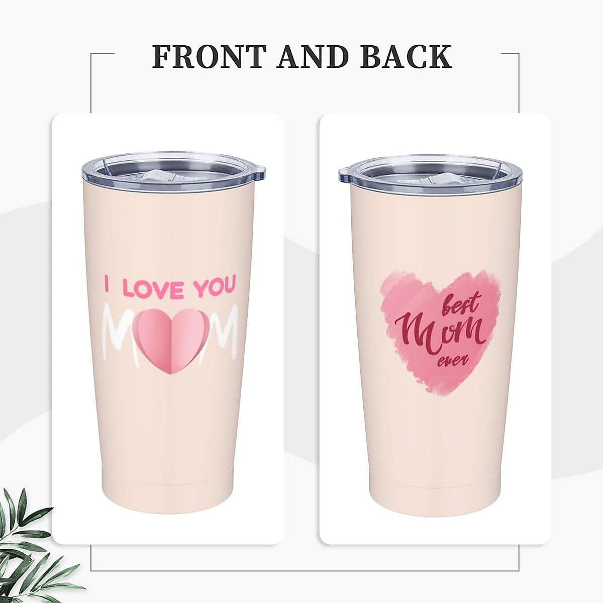 CHASOEA Love Tumbler 20oz Mom Stainless Steel Insulated Tumblers with Lid and Straw Heart Travel Coffee Mug Tea Wine Cups Water Bottle Holiday Gifts for Mom Women