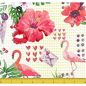 Stitch & Sparkle Fabrics, Tropical, Flamingo in The Garden Cotton Fabrics, Quilt, Crafts, Sewing, Cut by The Yard, 44 Inches (RTCTP01)