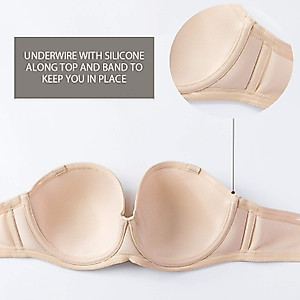 DELIMIRA Women's Underwire Contour Multiway Full Coverage Strapless Bra Plus Size Beige 46DD