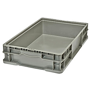 Hudson Exchange 24 x 15 x 5" (5.2 Gallon) Straight Wall Handled Storage Container Tote, Gray/Brown (3 Pack)