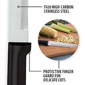 Rada Cutlery Stubby Butcher Knife – Stainless Steel Blade With Black Stainelss Steel Resin Handle Made in USA
