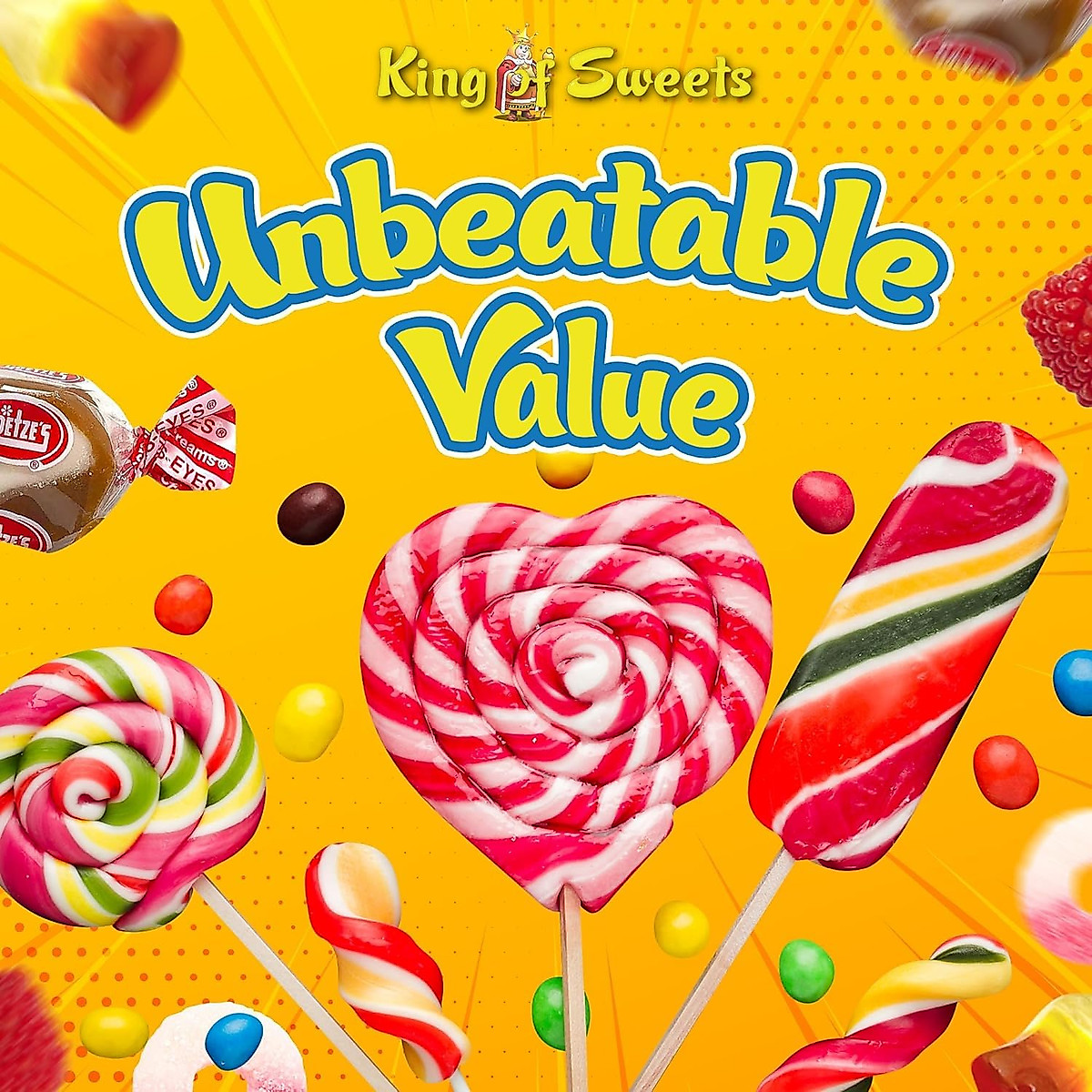 Mini Kaboom Jawbreakers | 1 Pound | Sugar Candy | Resealable King of Sweets Bulk Bag