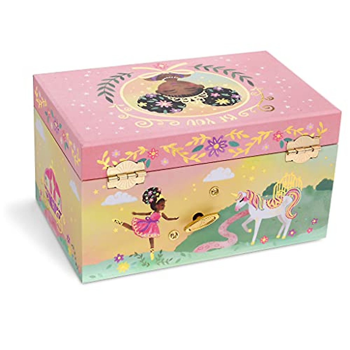 Jewelkeeper Girl's Musical Jewelry Storage Box with Pullout Drawer and Black Ballerina, Little Queen Design, Swan Lake Tune