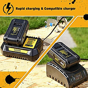 TECCPO 20V MAX 2.0 Ah Lithium Ion Battery Pack, Rechargeable Replacement Battery, for All 20V TECCPO & POPOMAN Cordless Power Tools