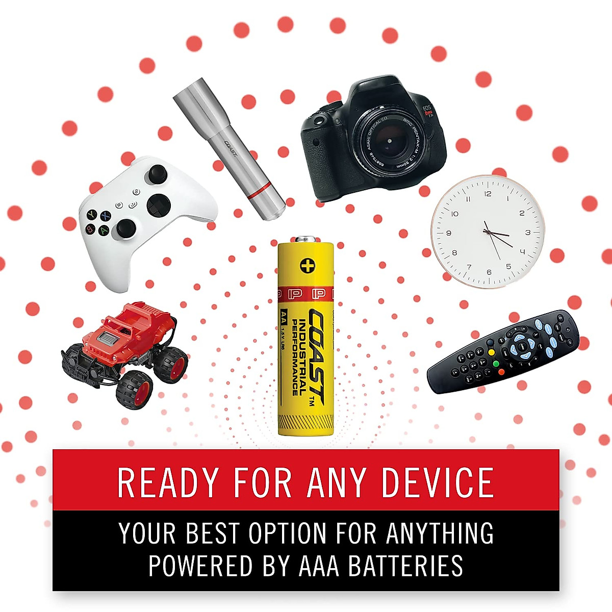 Coast 4 Pack AA Industrial Performance Alkaline Batteries, High-Performance