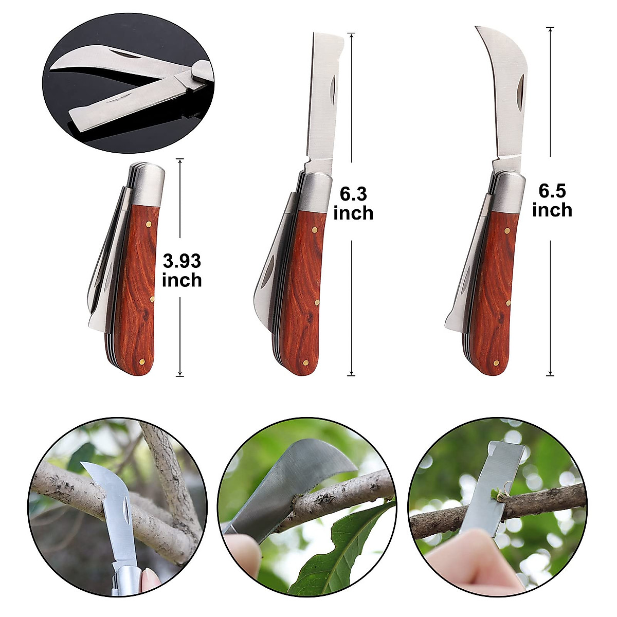 Garden Grafting Tool Kits, ZALALOVA 2 in 1 Pruning Tools Including Grafting Knife Replacement Blades Grafting Tapes Rubber Bands and Labels for Plant Branch Vine Fruit Tree Cutting