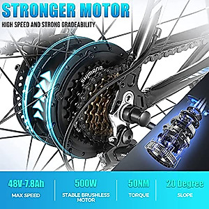 ANCHEER Electric Bike Electric Mountain Bike 500W 26'' Commuter Ebike, 20MPH Adults Electric Bicycle with Removable 48V/374Wh Battery, LCD-Display and Professional 21 Speed Gears