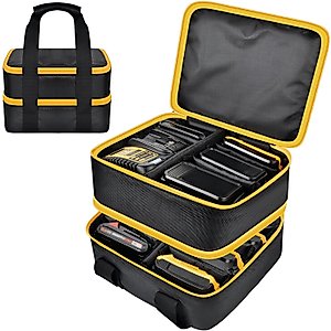 Steadtep Large Battery Storage Bag for DEWALT/for Milwaukee 20v/ 18v/ 12v Battery &Charger, Tool Batteries Carrying Case Cover for 20V 60V 2.0/3.0/4.0/5.0/6.0/9.0-Ah Battery - Double Layer (Box Only)