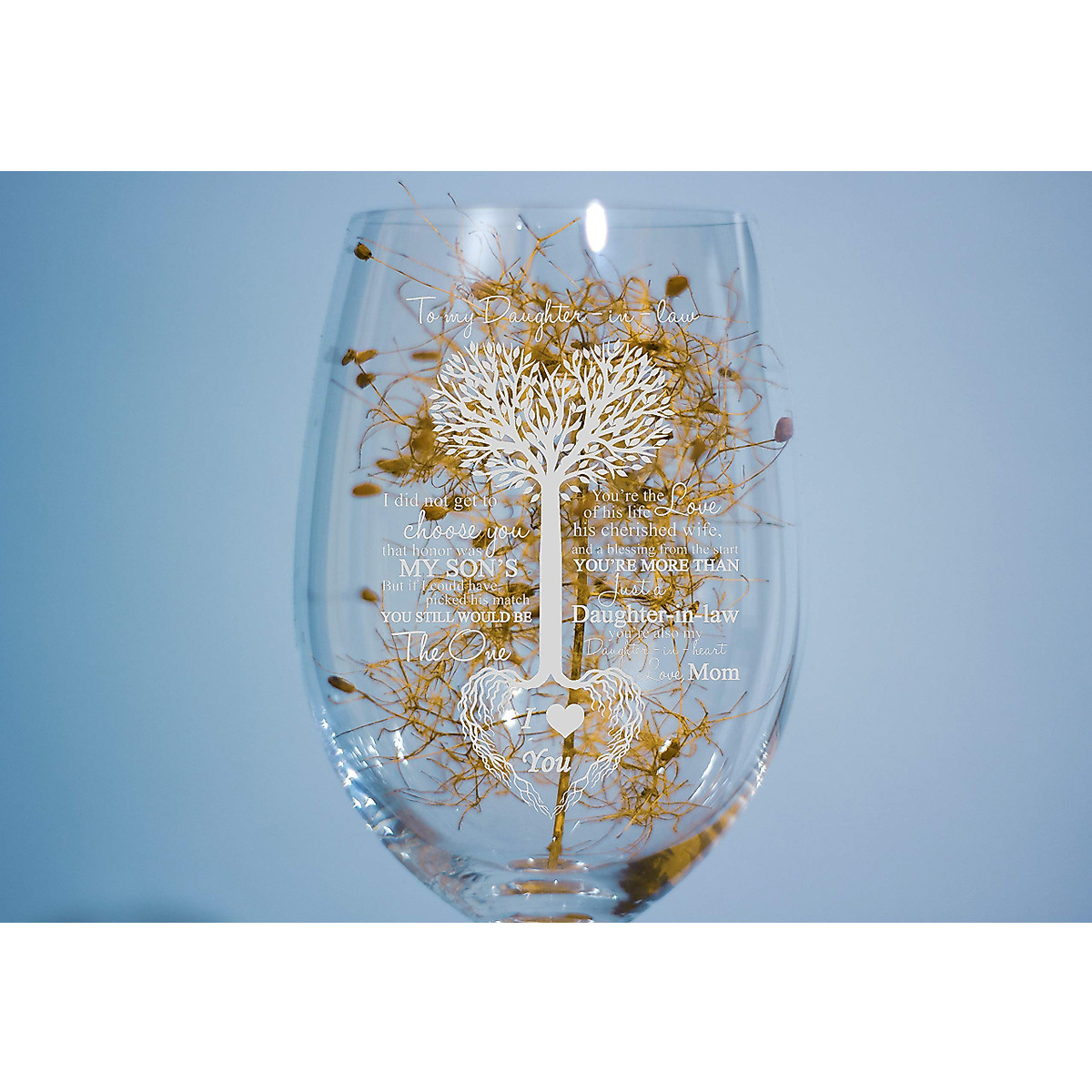 Hat Shark To My Daughter-in-Law Tree Heart Rainbow Sweet Sayings Mother's Day - Laser Engraved Stemless Wine Glasses