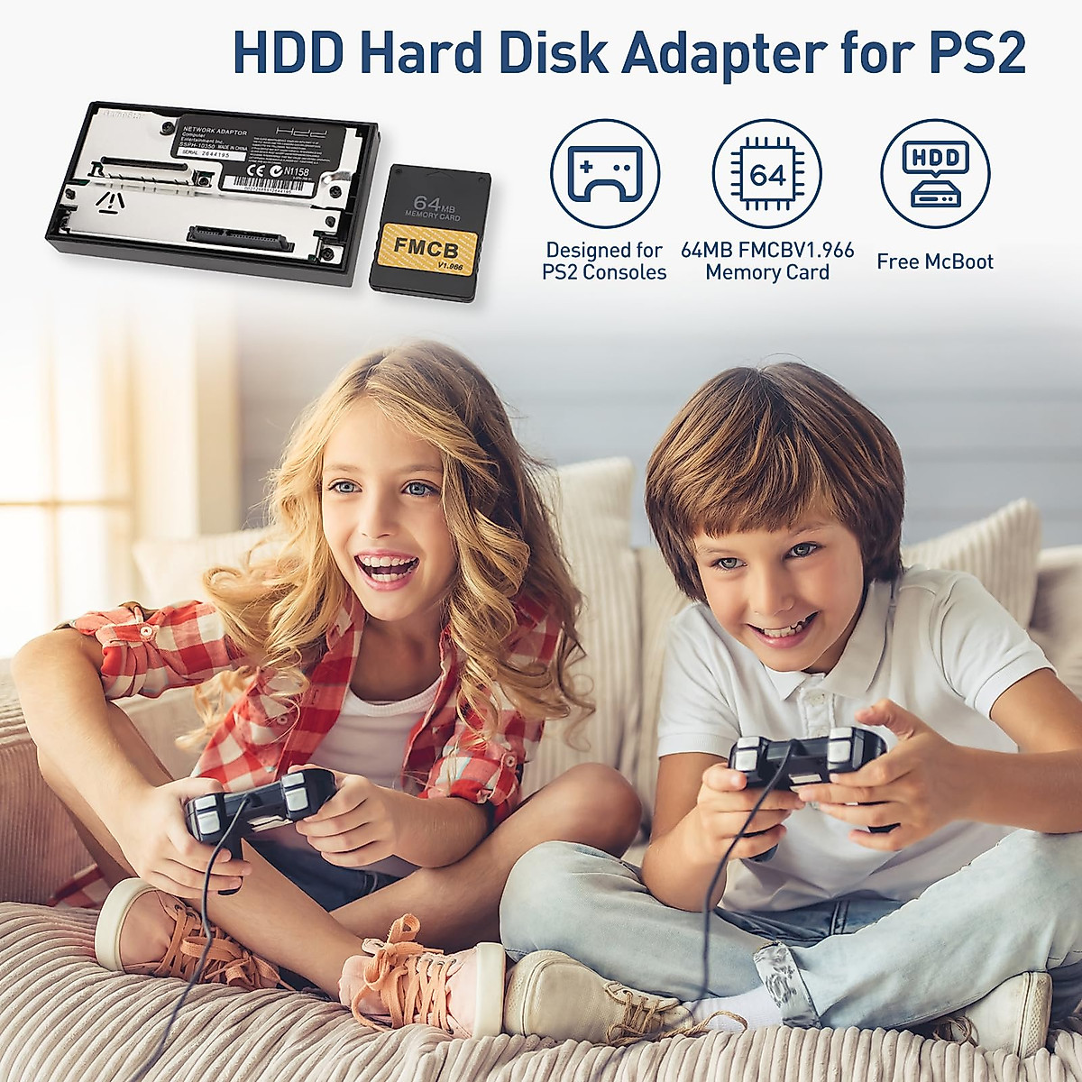 Diyeeni SATA Network Adapters, SATA Interface Network Card Adapters, Hard Disk Adapters for PS2, McBoot, with 64MB FMCBV1.966 Memory Card, Support up to 2TB SATA HDD