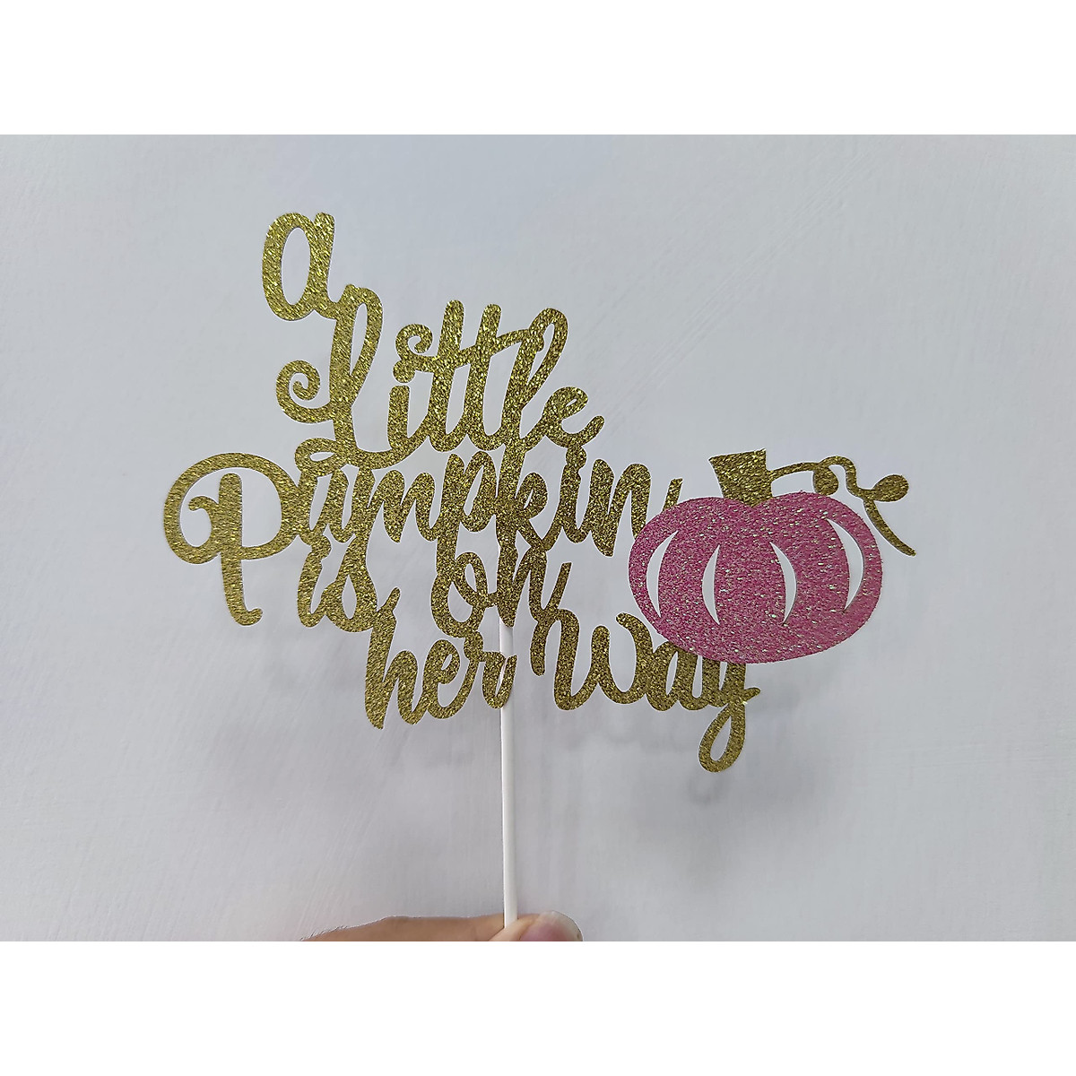A Little Pumpkin is On Her Way Cake Topper, Little Pumpkin Baby Shower Cake Topper Little Pumpkin Cake Topper Girl for Fall Pumpkin Theme Baby Shower Party Cake Decorations