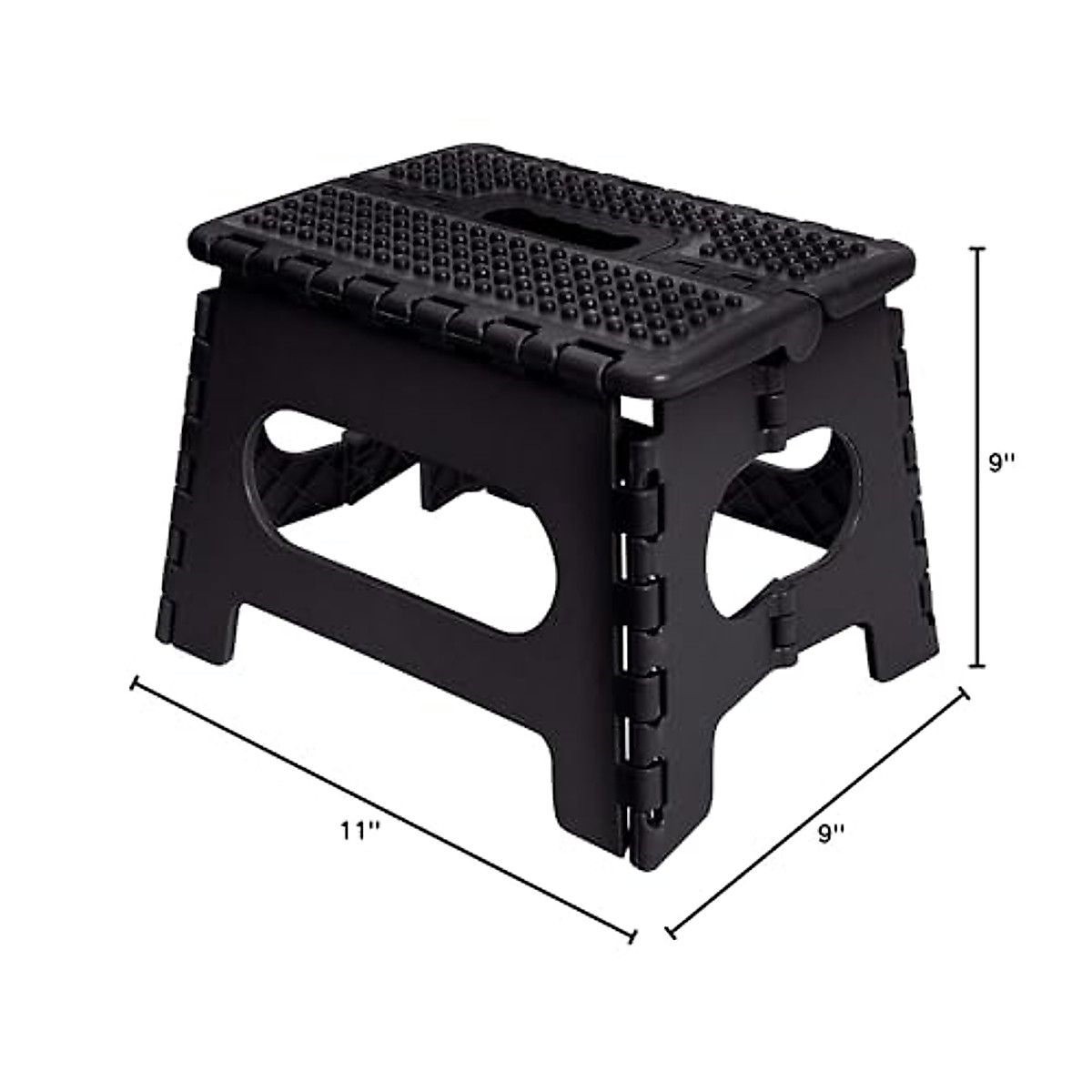 Simplify 9 Inch Ant-Skid Folding Step Stool | Collapsible | 200 Pound Capacity | Durable | Portable | Kitchen | Bathroom | Garage | Black