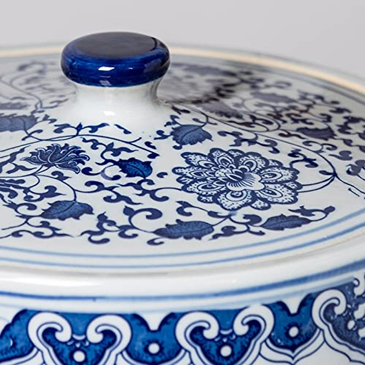 TUU Chinese Rice Dispenser Ceramic Large Capacity Sealed Cereal Storage Container with Lid Grain Dispenser Suitable for Kitchen Soybean, Corn, Flour, Sugar, Rice, Nuts, Snacks, Pet Food 22/44Lbs