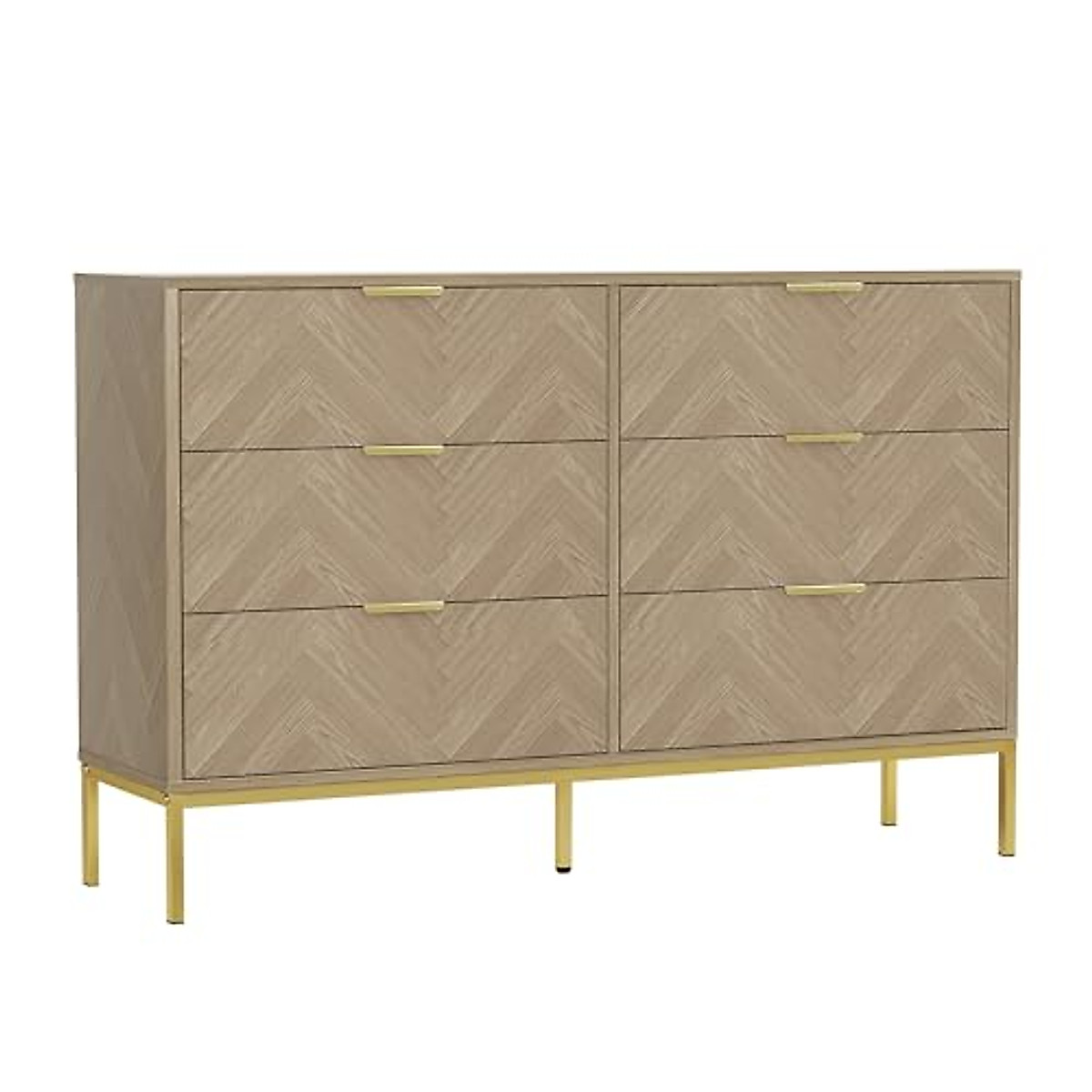 Anmytek 6-Drawer Double Dresser for Bedroom Large Nightstand, Modern Closet Dressers Chest of Drawers with Wood 6 Drawer Storage Cabinet Dresser, Storage Organizer Cabinet for Nursery