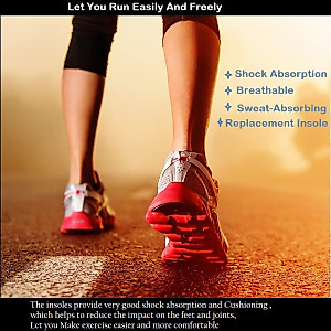 2 Pair -Shoe Inserts for Mens Womens Kids Replacement Insoles for Work Boots Sneaker, Cushion Shock Absorbing Comfort Breathable Inner Soles (Women 10-12 Men 9-11)