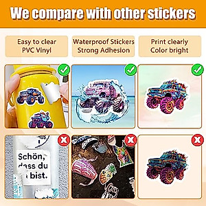 50 PCS Cool Monster Truck Stickers, Car Stickers for Kids Teens Adults, Monster Truck Party Favors, Waterproof Vinyl Stickers for Water Bottle Laptop Luggage Guitar