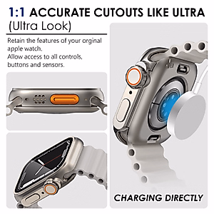 [ Looks Like Ultra Protector Case ] CHANCHY 2 in 1 Waterproof Case for Apple Watch Case 44mm with Screen Protector, Front & Back Full Protective Bumper Face Cover for Men Women, 44mm, Titanium