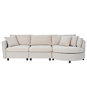 Tmsan 111.4" Curved Sectional Sofa Couch for Living Room, Modern Chenille Cloud Sofa Deep Seat 3 Seat Sofa Couch with 3 Pillows for Apartment Office