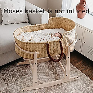 2 in 1 Natural Rocking Stand for Large Baskets (basket's Outside Bottom Width = 18.5" W) - with Brakes (Read All Product Details)