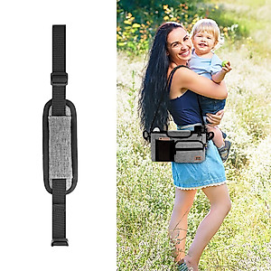 Homlynn Stroller Organizer, Parent Console Storage Bag-2 Deep Cup Holders Extra-Large Storage with Shoulder Strap, Adjustable Handlebar Strips-Fit All Stroller Models(Grey)