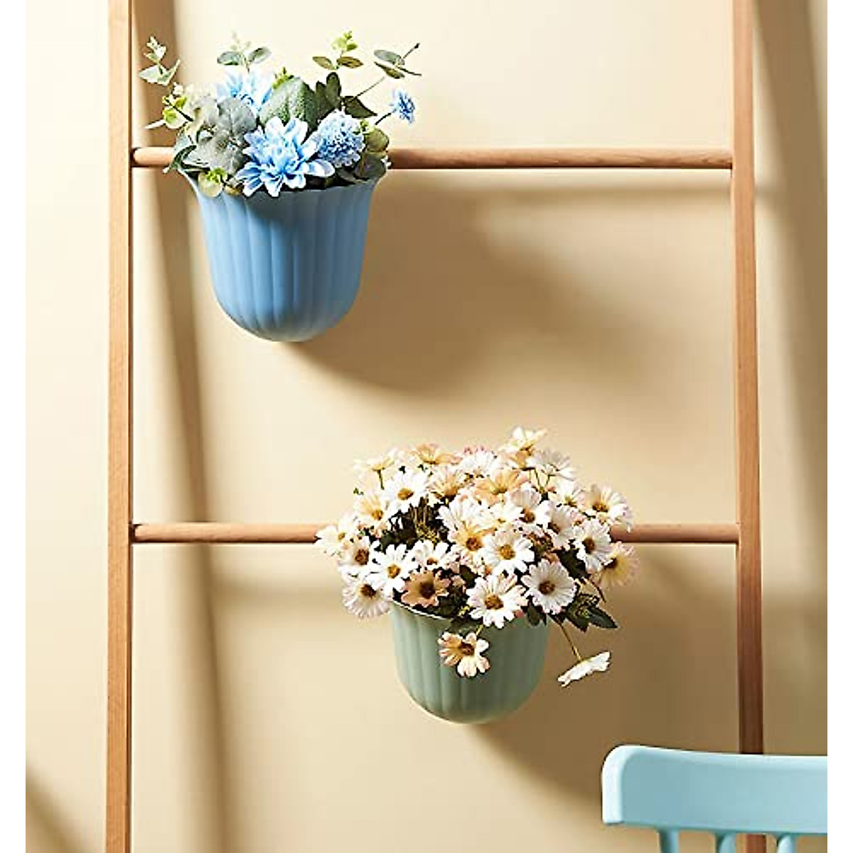 beyondy Hanging Trash Can, Hanging Kitchen Waste Bin, Hanging Small Trash Can (Blue+Green+Pink+White)