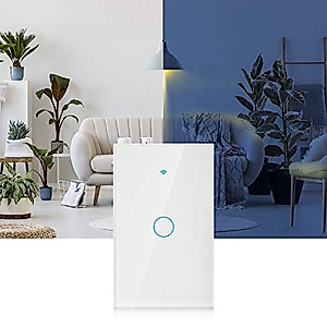 WiFi Touch Screen Switch, Remote Switch with Highly Sensitive Touch Keys, Suitable for Alexa Google, 1-Way AC(White)