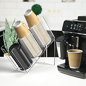 Lumanman Acrylic Coffee Cup Holder, Coffee Station Organizer for Disposable Cup and Lid, Clear Coffee Bar Accessories