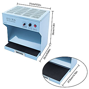 BJTDLLX Mini Dust Free Room Worktable, 110V Portable Laminar Flow Hood Air Flow Clean Bench Workstation, Aluminum Alloy Clean Workbench Adjustable Wind Speed for Phone Repair, 14.76 * 12.2 * 11.8in