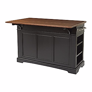 OSP Home Furnishings Country Kitchen Island, Distressed Black
