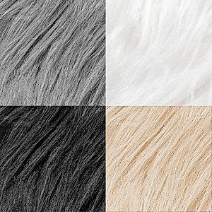 4 Pieces Faux Fox Fur Square Fabric Shaggy Fur Patches Fabric Cuts Chair Cover Seat Cushion Pad for DIY Craft(Khaki, White, Black, Gray)