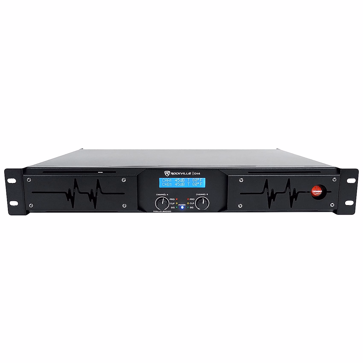 Rockville D14 7000W Peak / 2000W RMS 2-Channel Class D Pro/DJ Amplifier, Perfect for Live Sound, Pro Audio, DJs