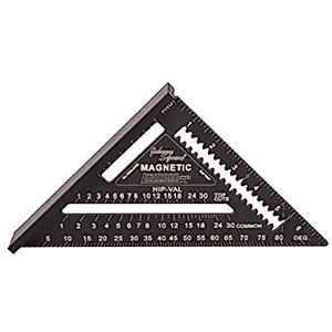 Johnson Level & Tool 1959-0700 Magnetic Johnny Square Professional Easy-Read Aluminum Rafter Square, 7", Black, 1 Square