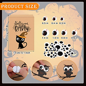Qilery 100 Pcs Halloween Kraft Paper Treat Bags for Candy Halloween Goodie Bags with 200 Googly Eyes Trick or Treat Bulk Gift Bags for Kids Snack Popcorn Sandwich Cookie Bread Food Party Supplies