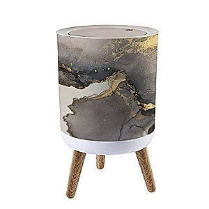 Small Trash Can with Lid Abstract smokey grey with beautiful pleats and stains made with Garbage Bin Round Waste Bin Press Cover Dog Proof Wastebasket for Kitchen Bathroom Living Room 1.8 Gallon
